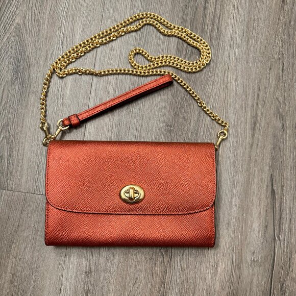 Coach | Bags | Coach Rust Color Wristlet Clutch Side Purse | Poshmark